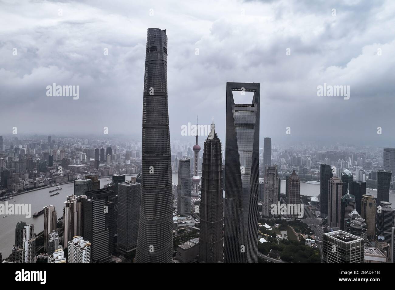 Aerial View of Shanghai Cityscape, view from Pudong New Area Stock ...