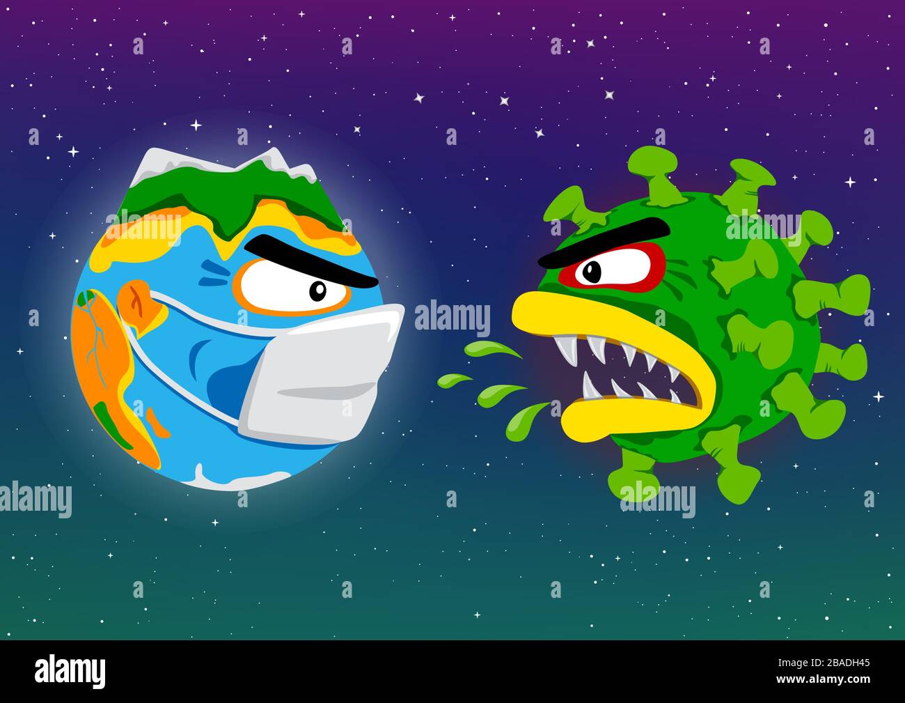 Earth battle with coronavirus illustration Stock Vector Image & Art - Alamy