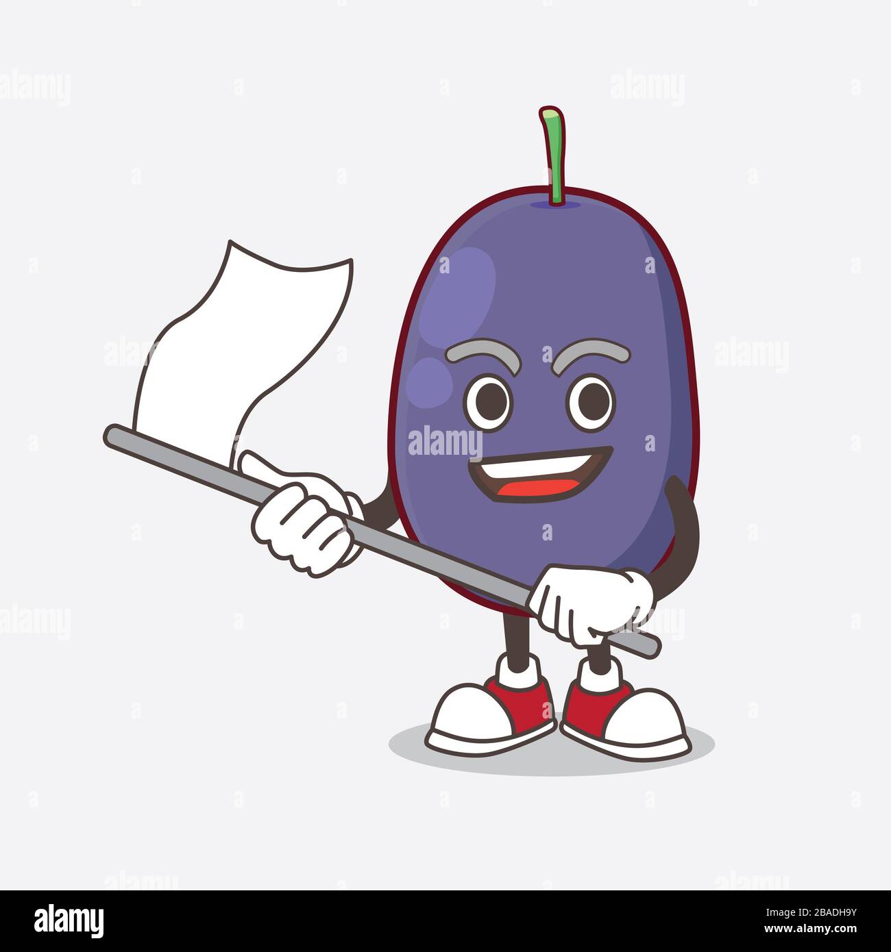 A picture of Java Plum cartoon mascot character waving a flag Stock ...
