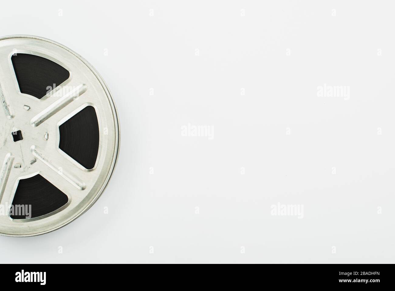 top view of old film reel on white background Stock Photo - Alamy