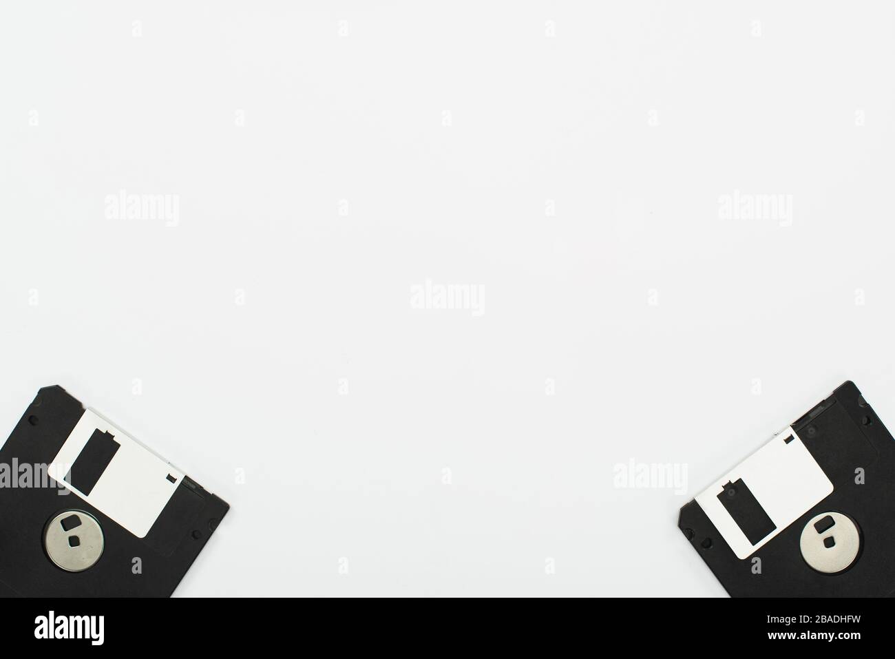 top view of two black diskettes on white background Stock Photo - Alamy