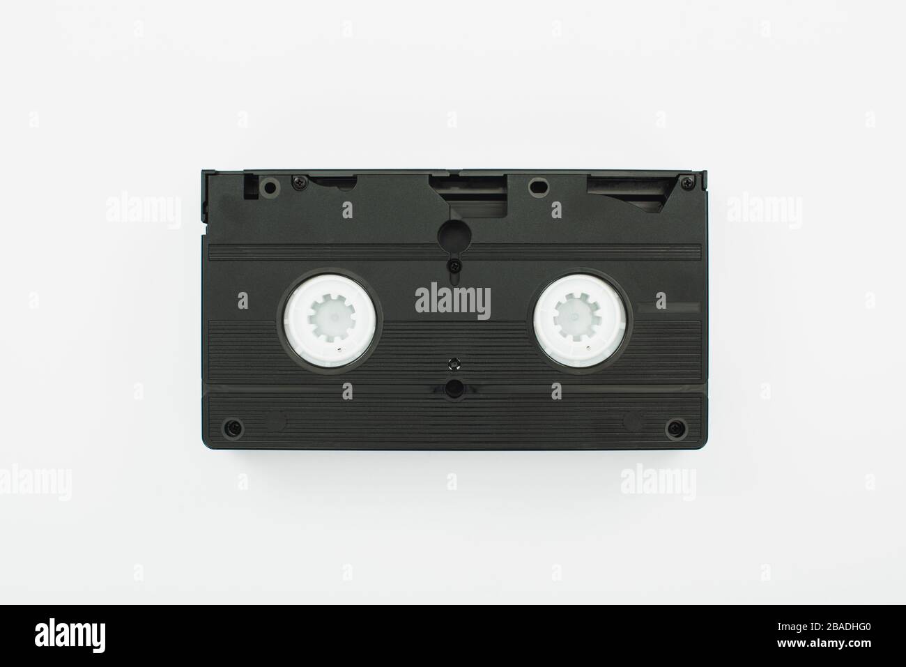 top view of black VHS cassette on white background Stock Photo - Alamy
