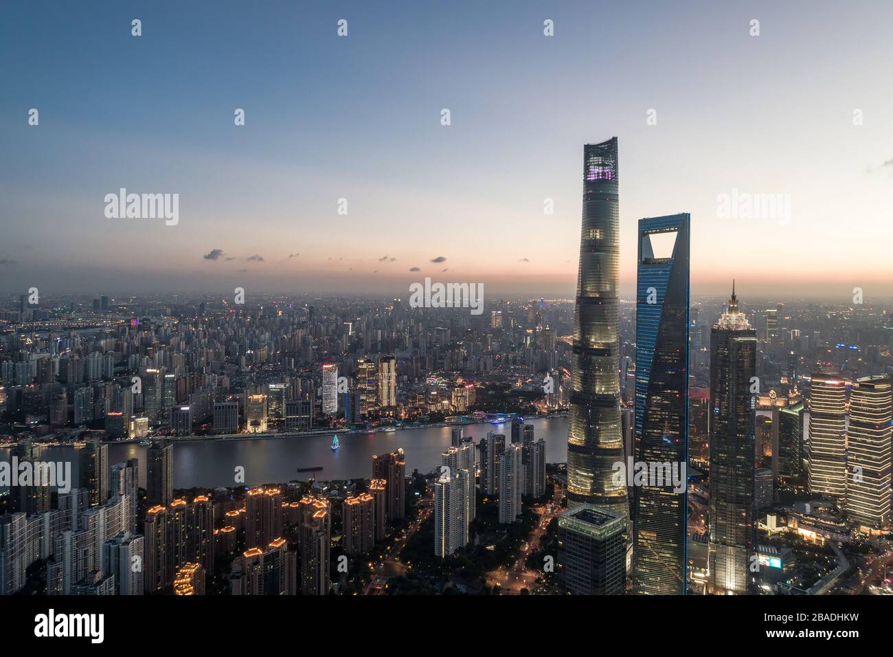 aerial view of Lujiazui, Shanghai, at sunset Stock Photo - Alamy