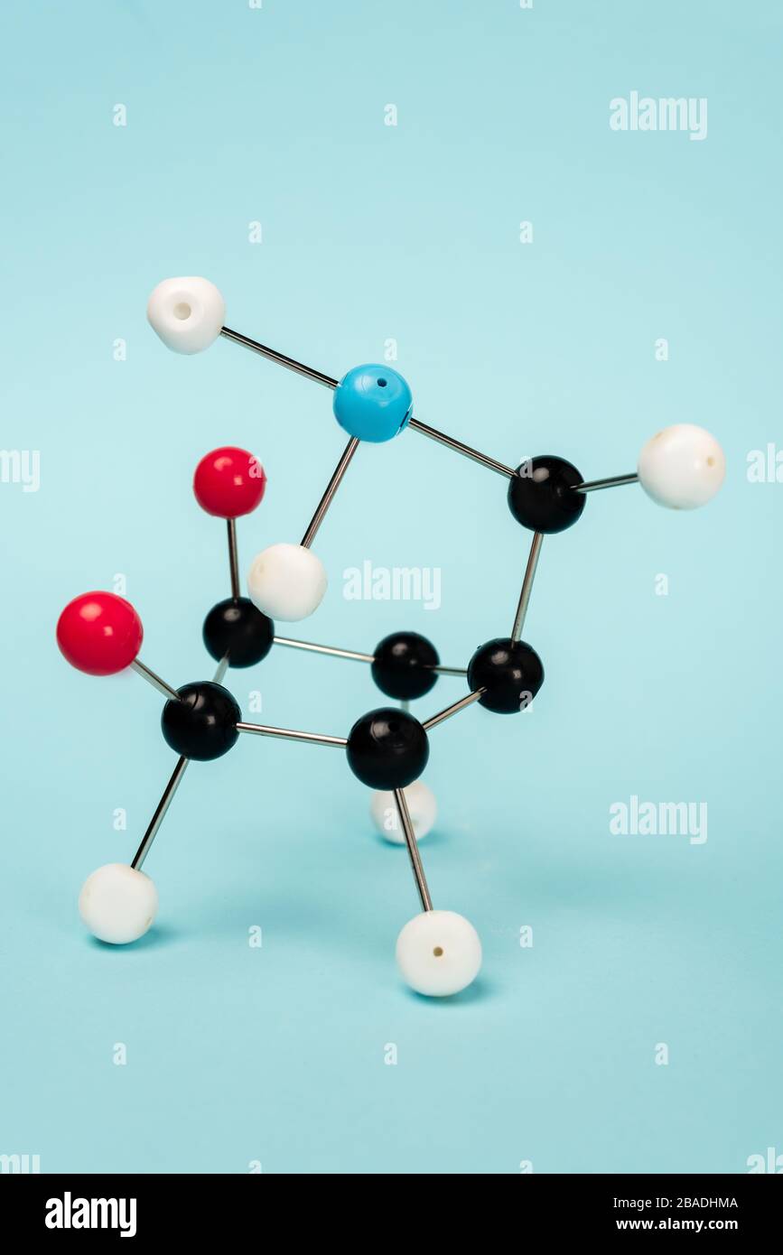 Construction of hormone molecular formula on blue background Stock ...