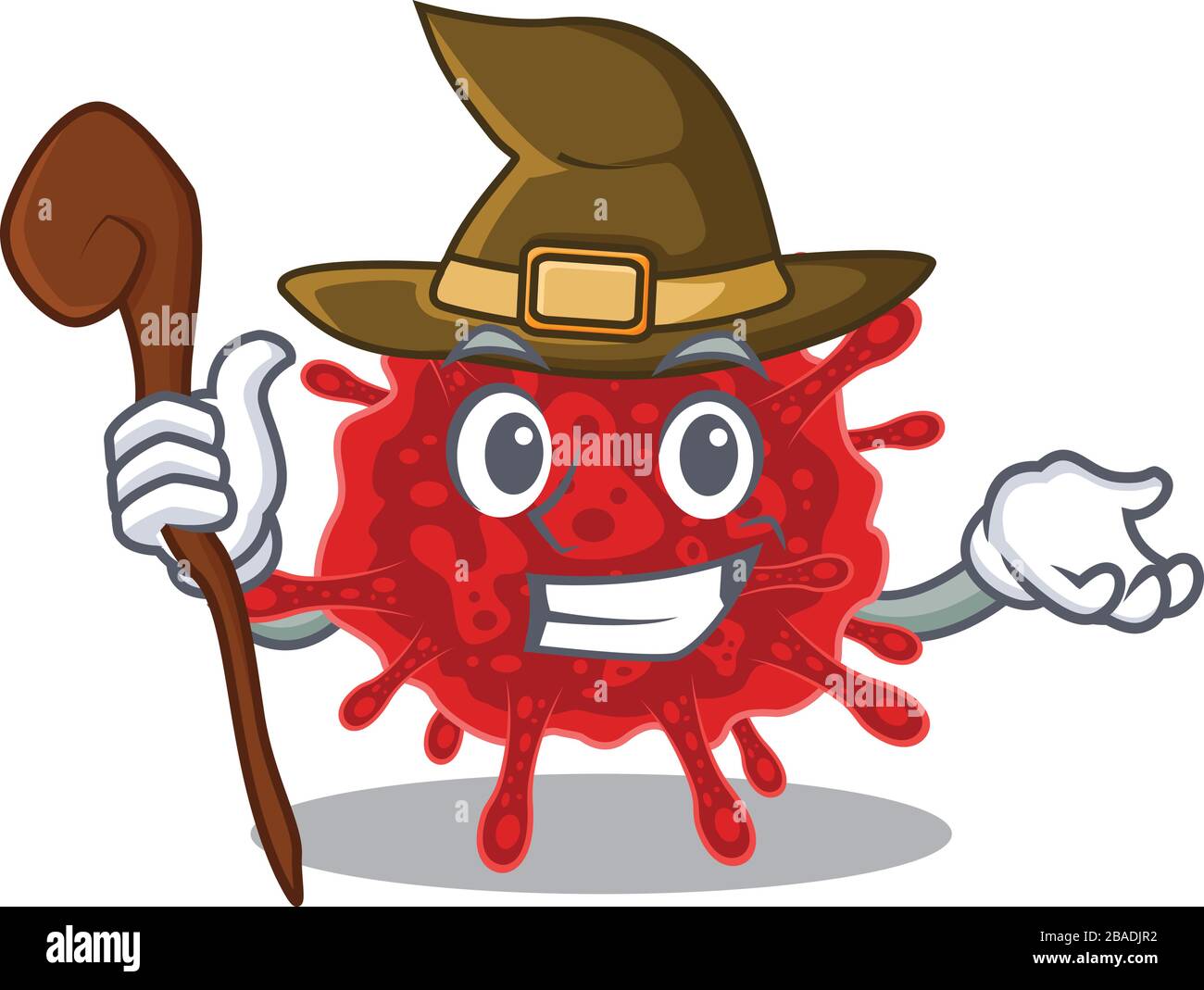 Cute and sneaky Witch buldecovirus cartoon design style Stock Vector ...