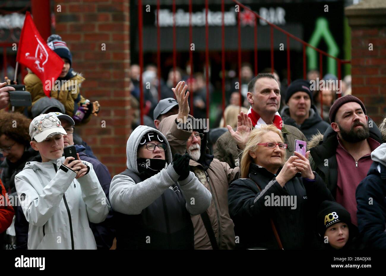 Derby County fans welcome the players to Middlesbrough's Riverside ...