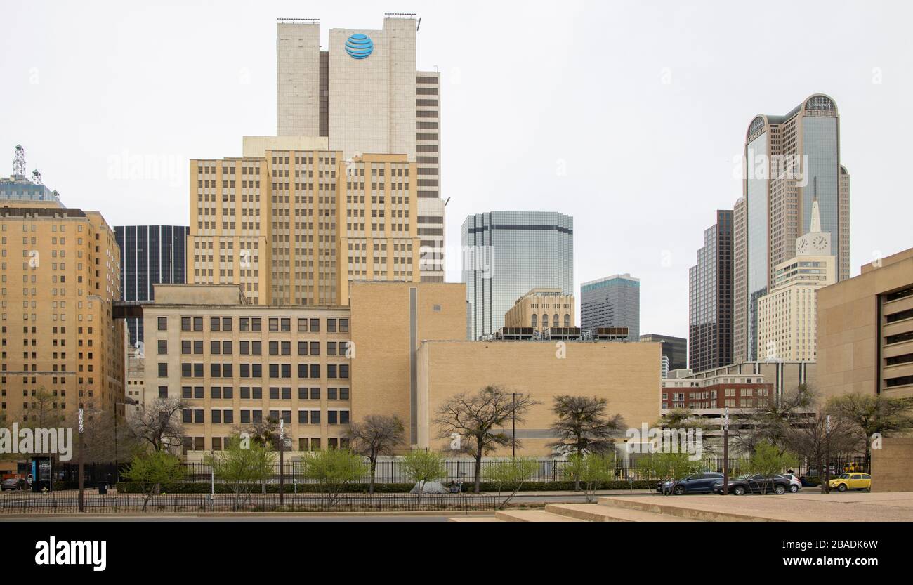 the dallas skyline on a dull gray day dallas texas Stock Photo - Alamy