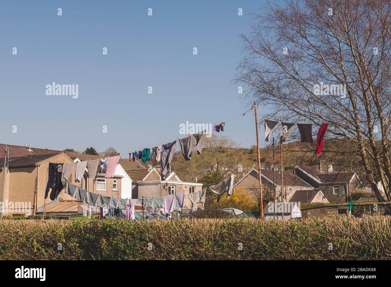Clothes drying on washing line Stock Photo - Alamy