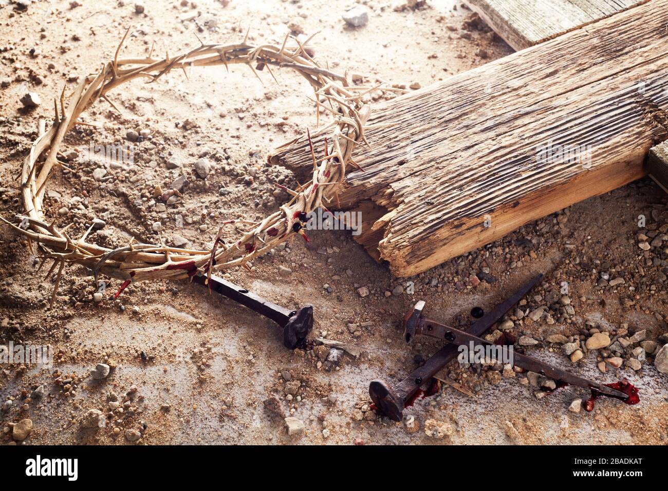 Cross And Crown Of Thorns Nails Background