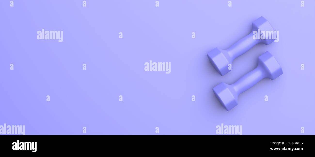 Dumbbells Fitness pair. Two blue color dumbbell weights isolated ...