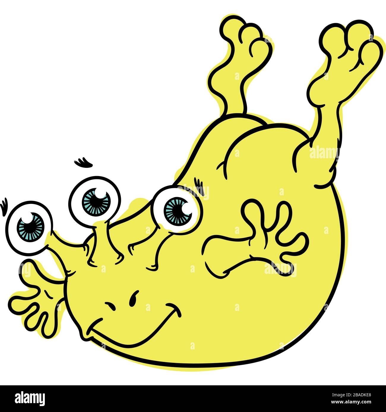 flying three-eyed yellow aliens, isolated on a white background, icon ...