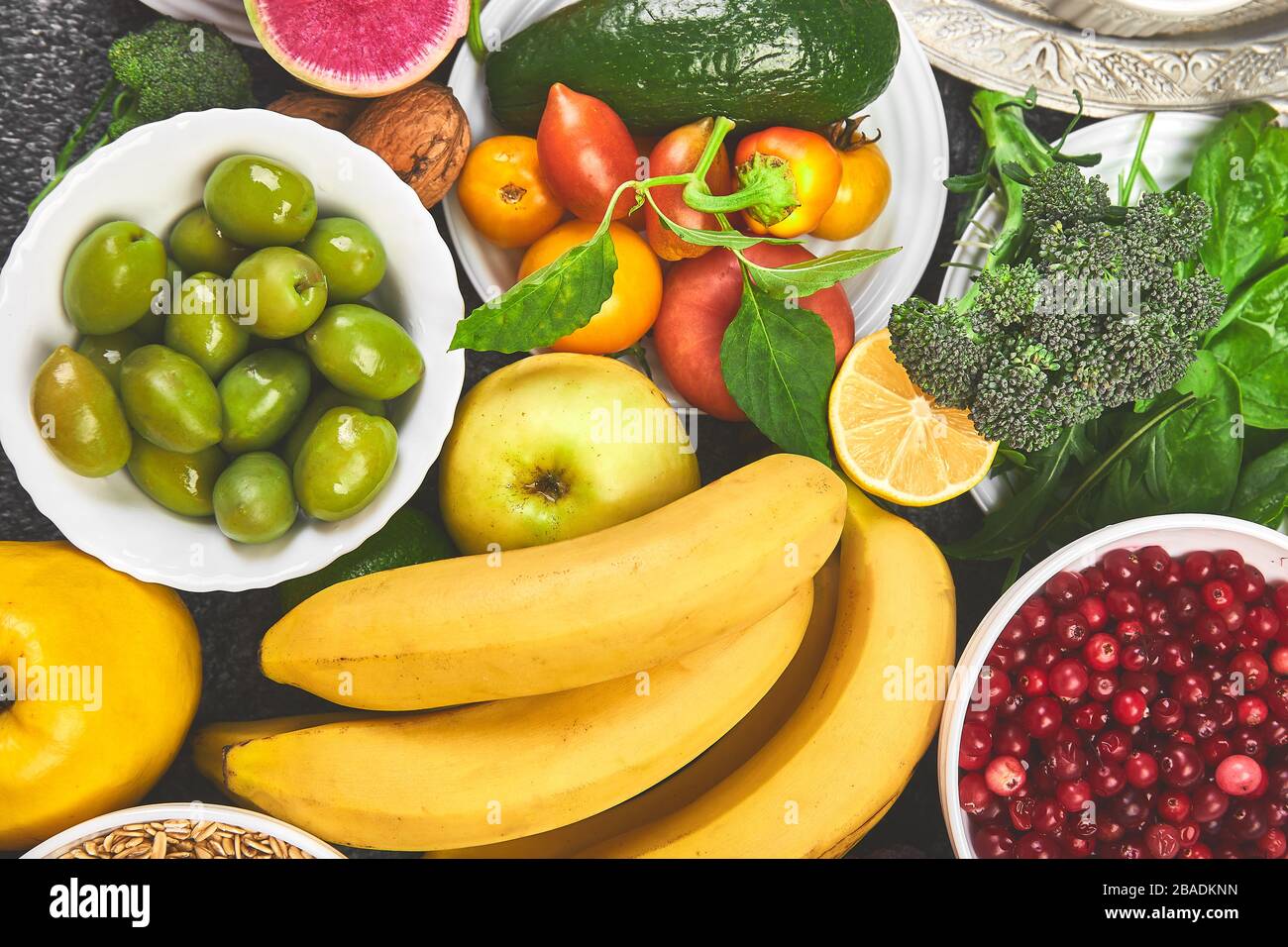 Healthy food background, trendy Virus protection food, coronavirus ...