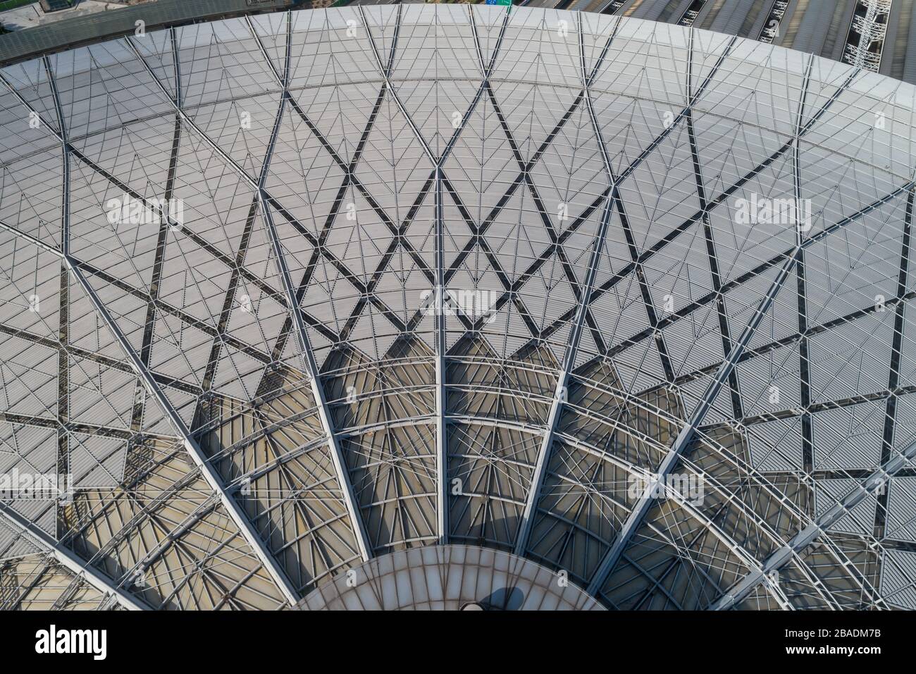 Roofing of railway station steel frame structure Stock Photo - Alamy