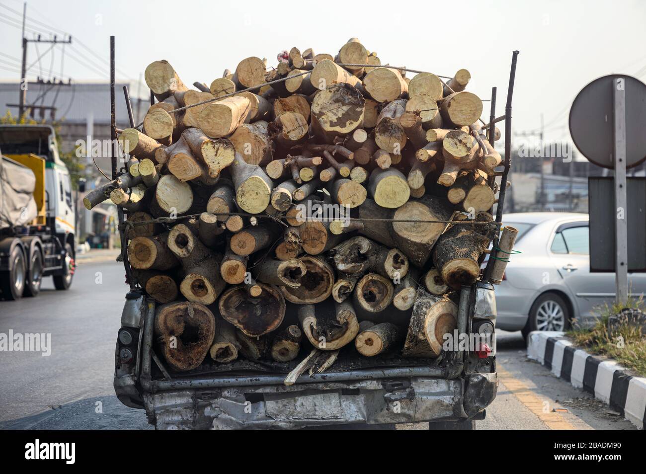 Overloaded Car Lumber