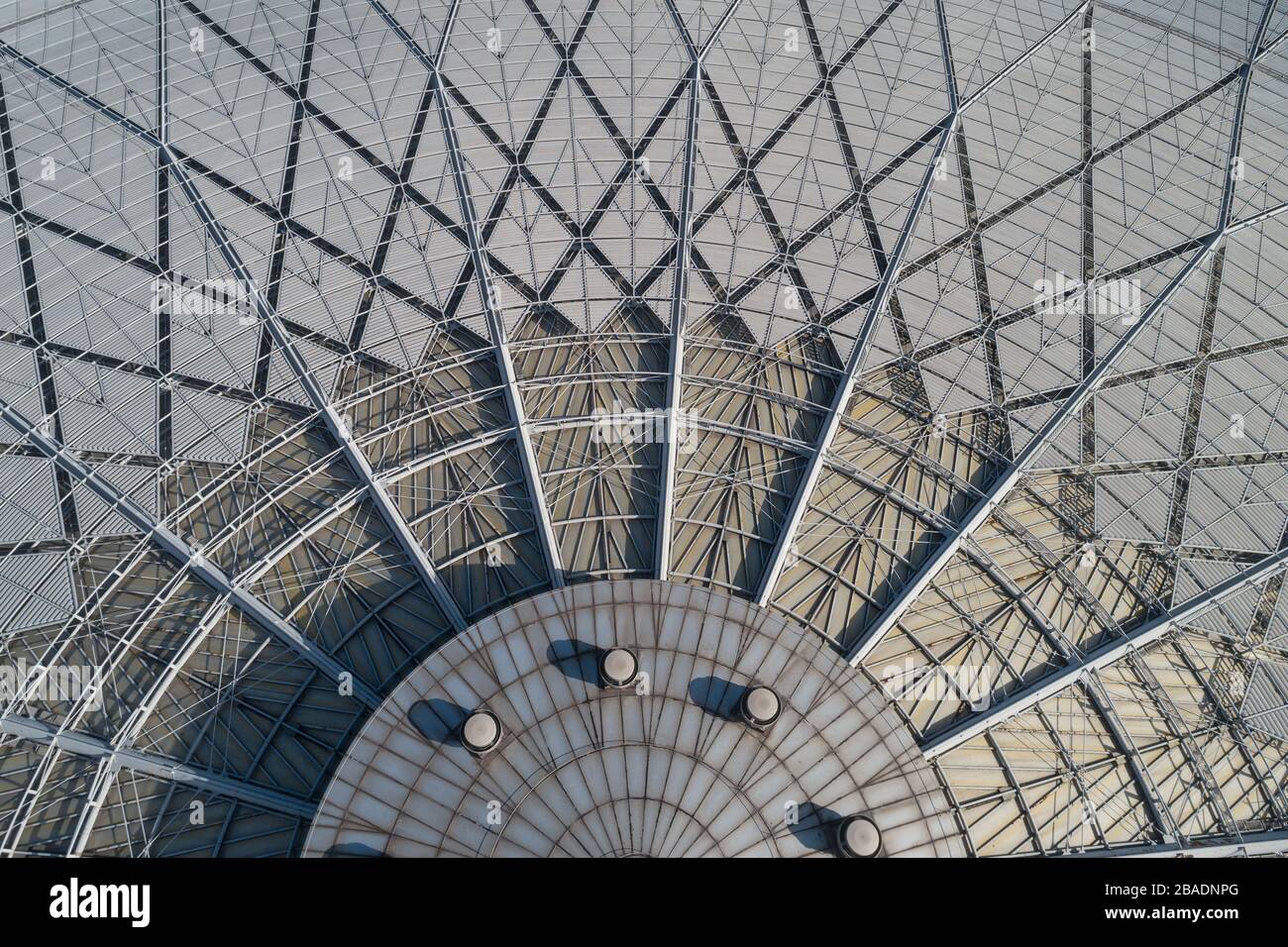 Roofing of railway station steel frame structure Stock Photo - Alamy