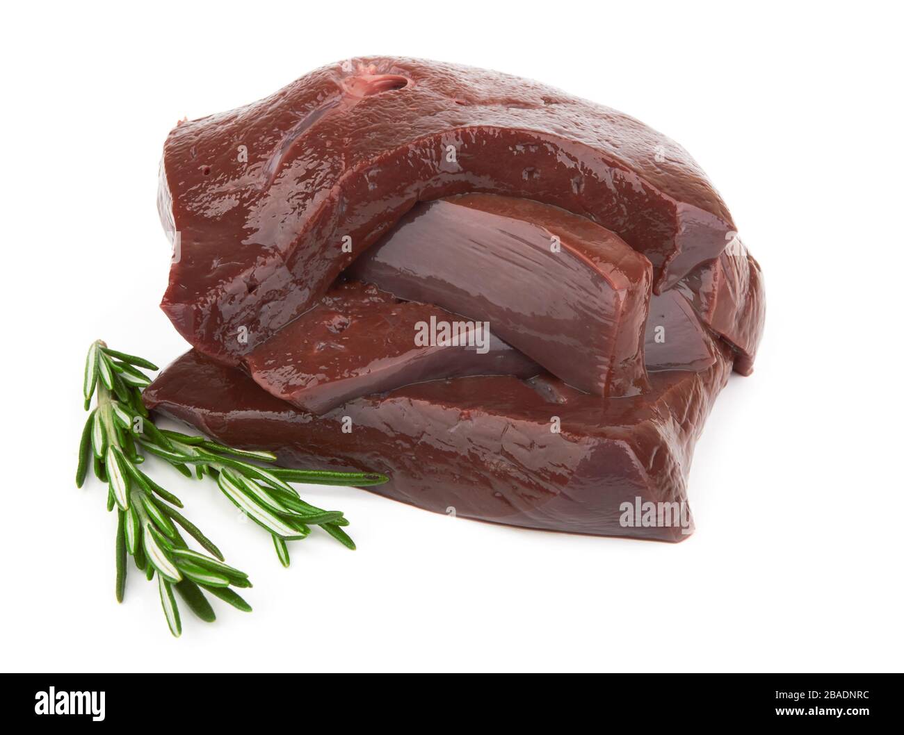 Raw liver fillet on а white background Stock Photo - Alamy