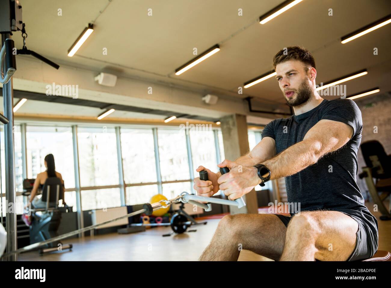 Seated row machine hi-res stock photography and images - Alamy