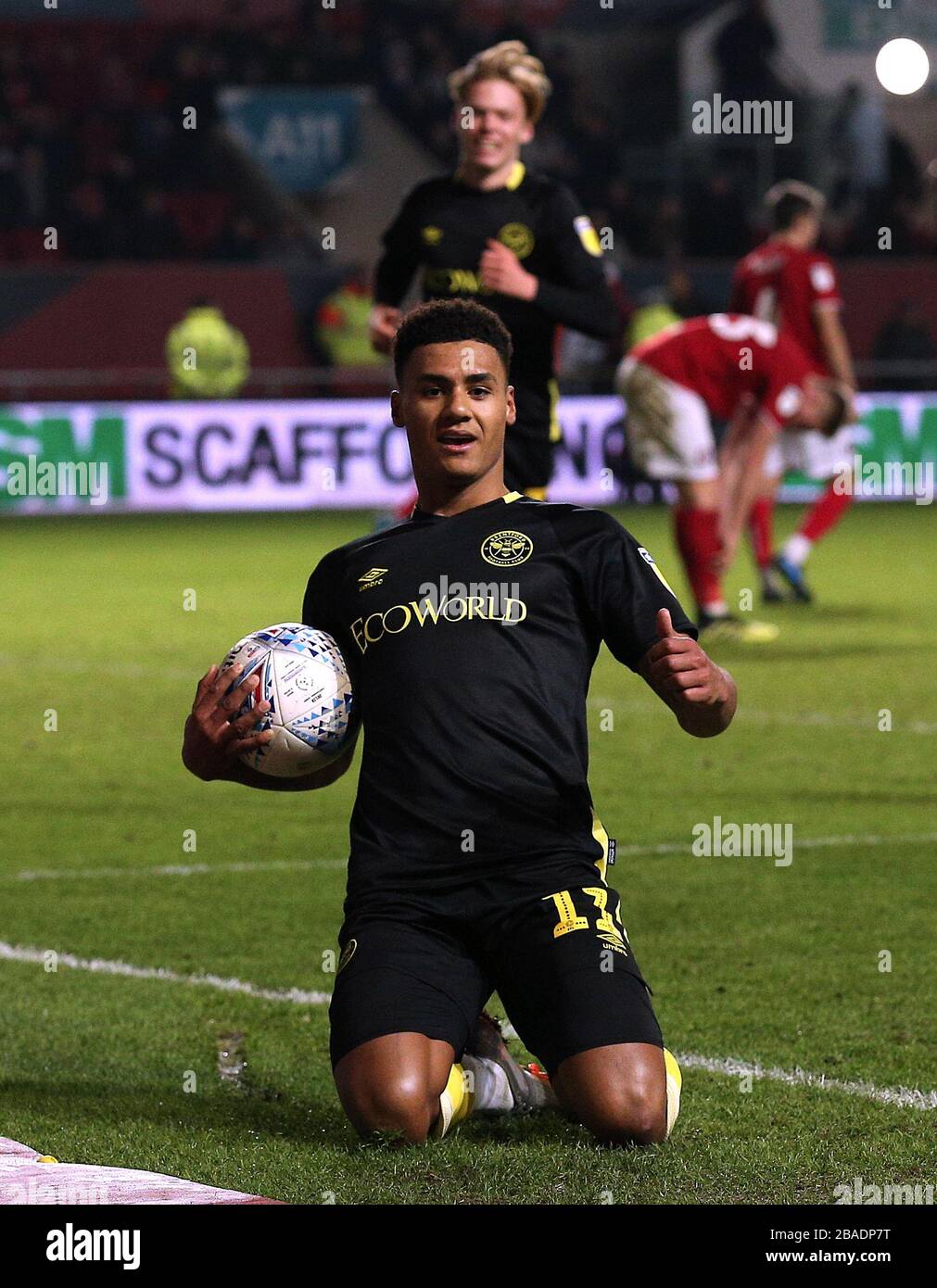 Brentford's Ollie Watkins celebrates scoring his side's fourth goal of ...