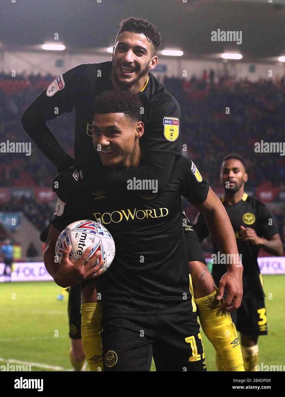 Brentford's Ollie Watkins celebrates scoring his side's fourth goal of ...