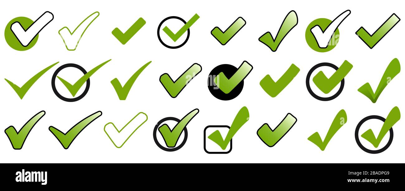 big collection of different green success check marks Stock Vector ...