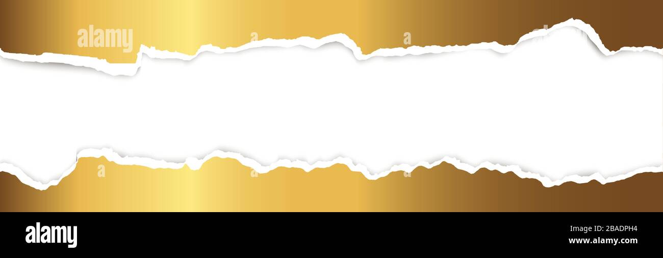 upper and lower part of ripped open paper colored gold Stock Vector ...