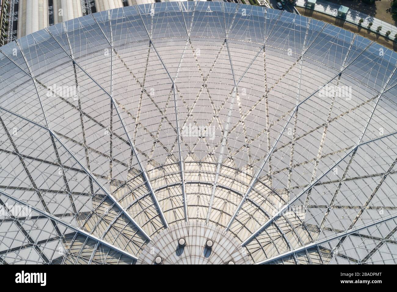 Roofing of railway station steel frame structure Stock Photo - Alamy