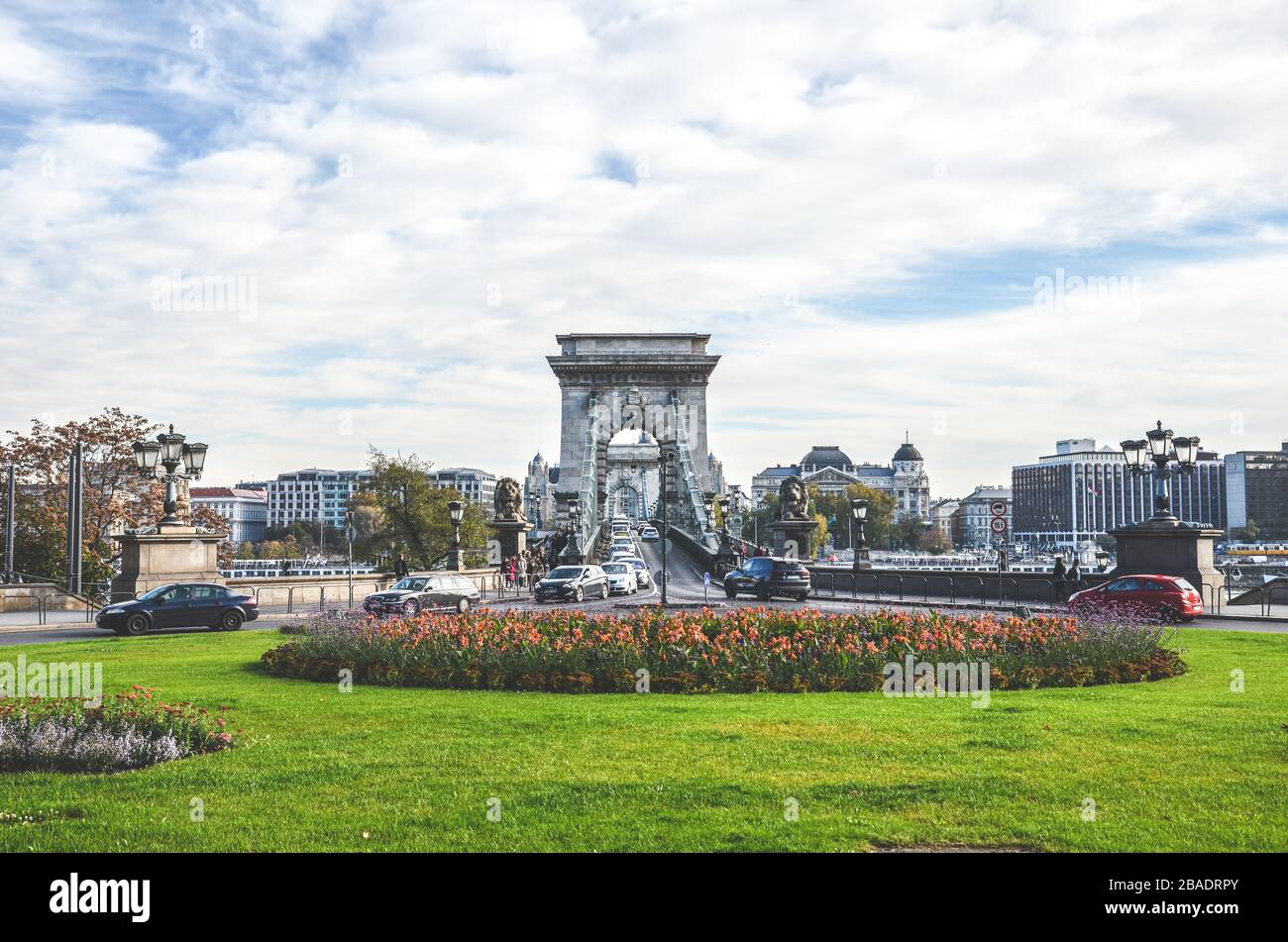 Budapest, Hungary - Nov 6, 2019: Szechenyi Chain Bridge in Budapest ...