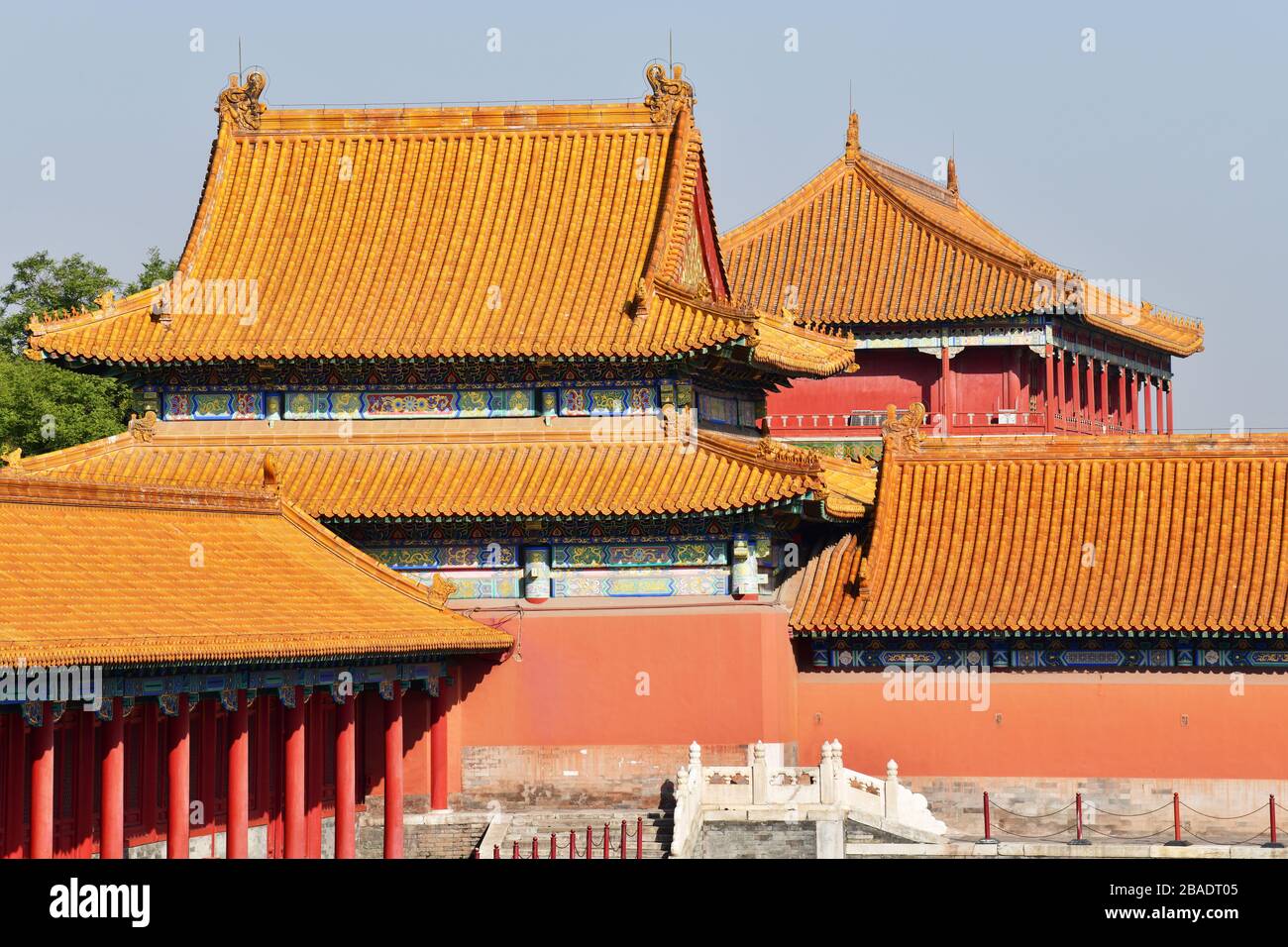 Compressed view of some of the red roofs of the ancient palaces of the ...