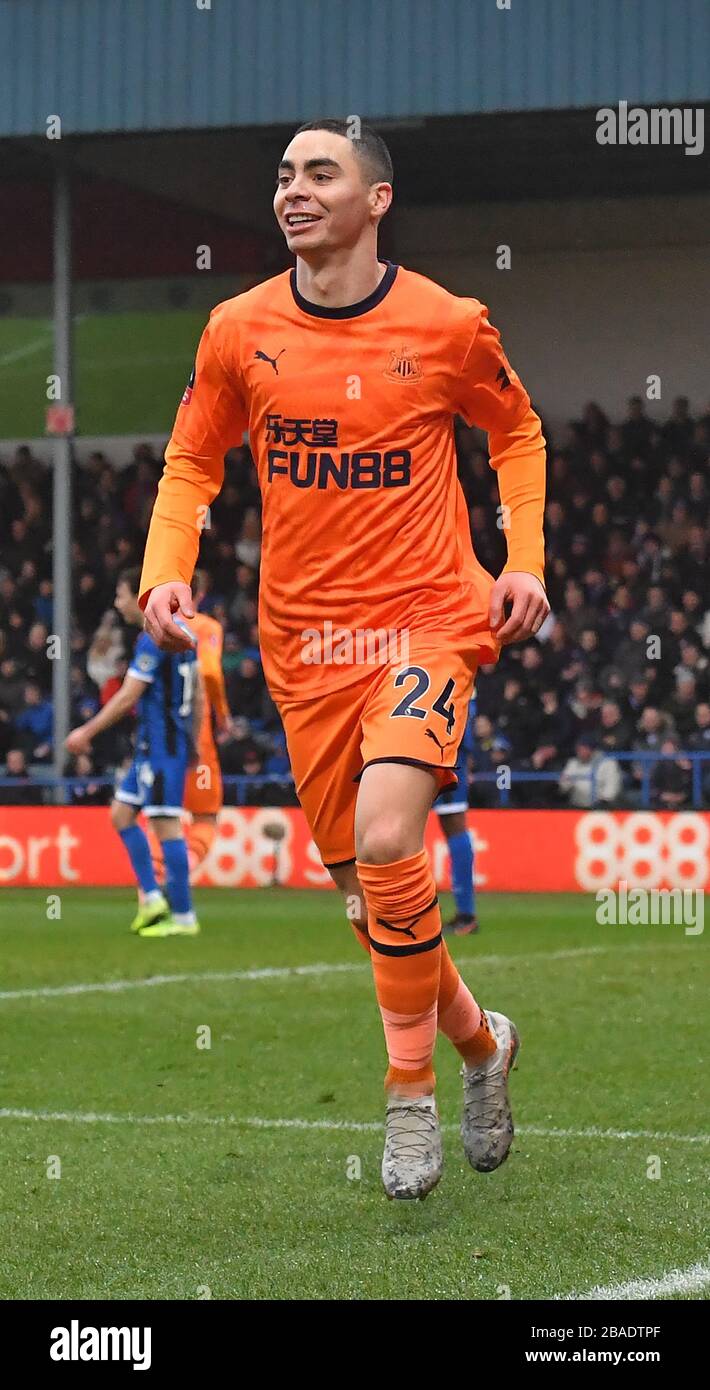 Newcastle uniteds miguel almiron celebrates scoring hi-res stock ...
