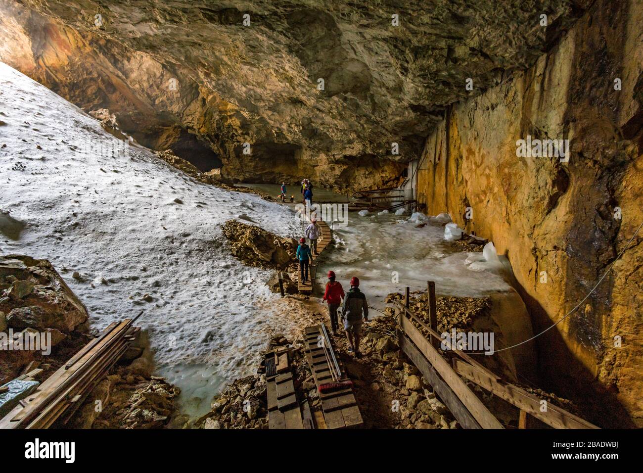 The Schellenberger ice cave in Untersberg near Marktschellenberg is ...