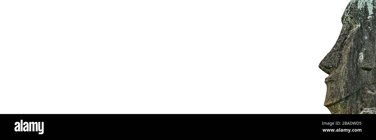 Profile view of moai looking left against white background Stock Photo ...