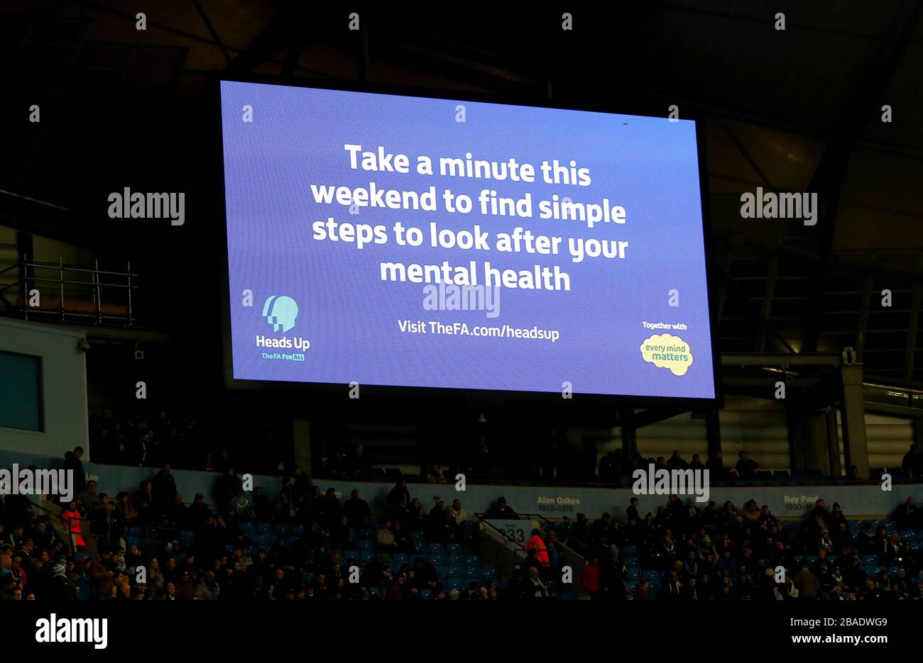 The big screen relays a message that reads 'Take a minute this weekend ...