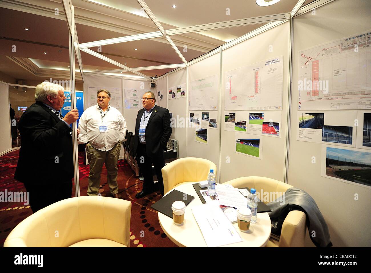 Delegates view the Arena Seating stand on Day One of the Rugby Expo ...