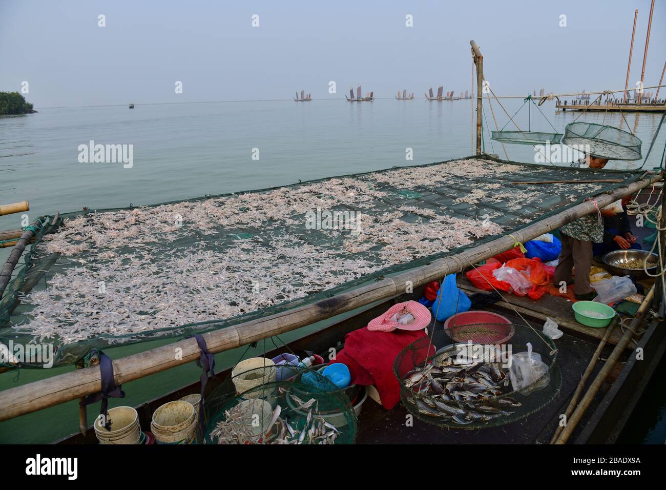 Huzhou, Lake Tai, China-October 2019: Traditional fishing boat on Lake ...
