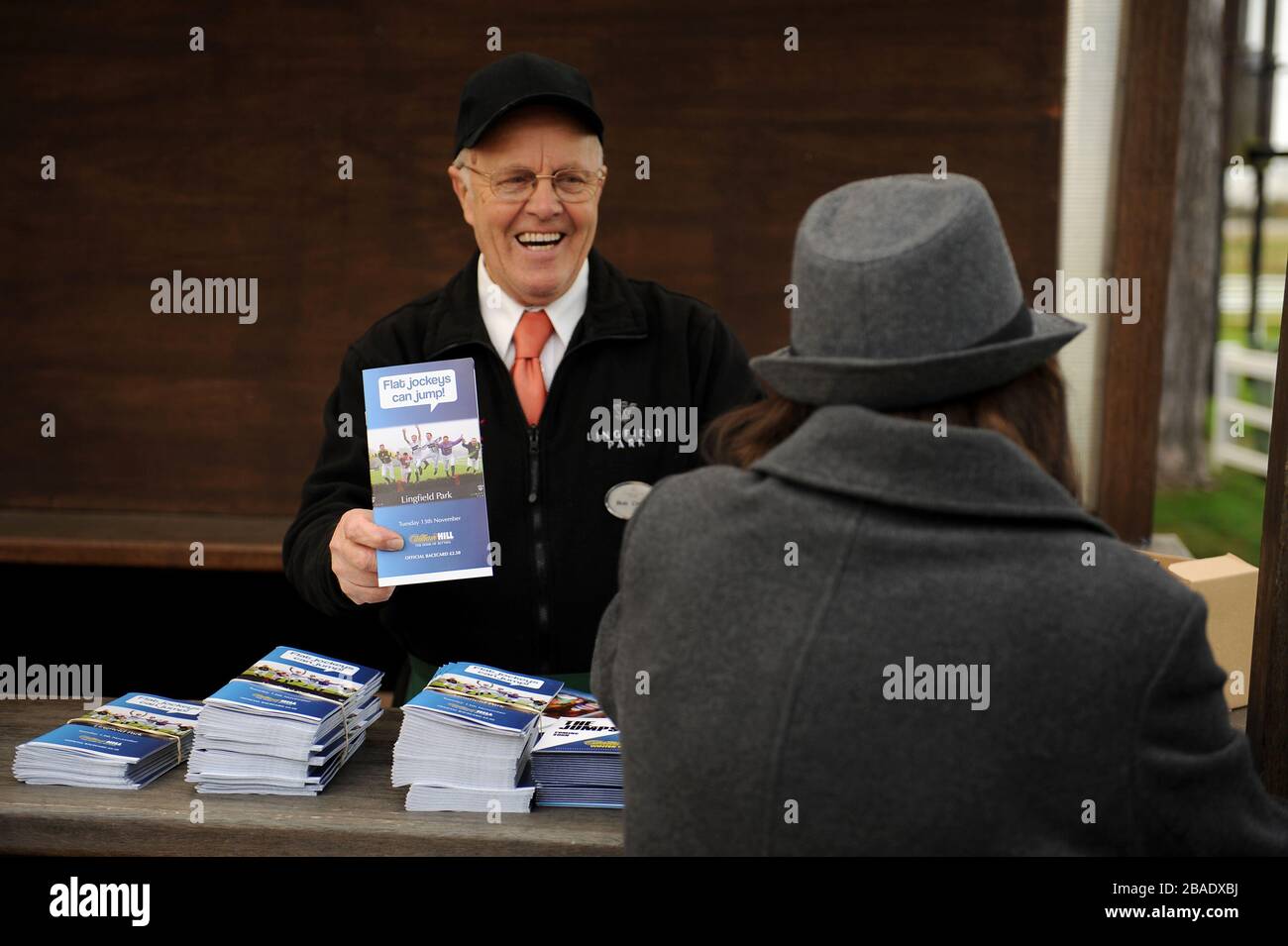William Hill race cards are sold at Lingfield Park Stock Photo - Alamy