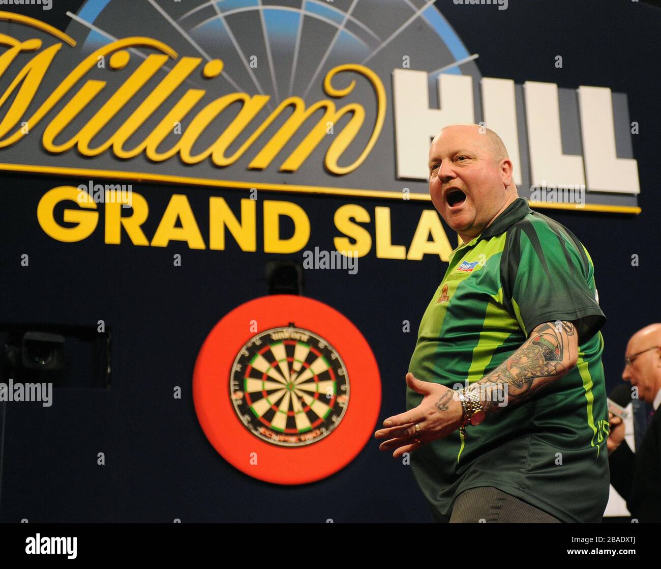 Andy hamilton celebrates during his quarter final against john part hi ...