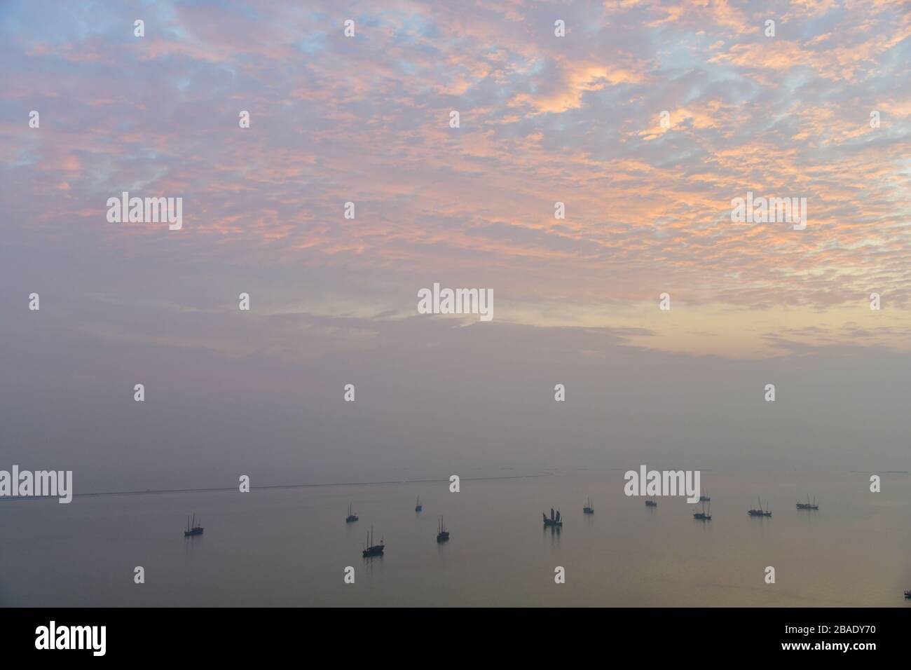 Large number of traditional fishing boat on Lake Tai (or Lake Taihu ...