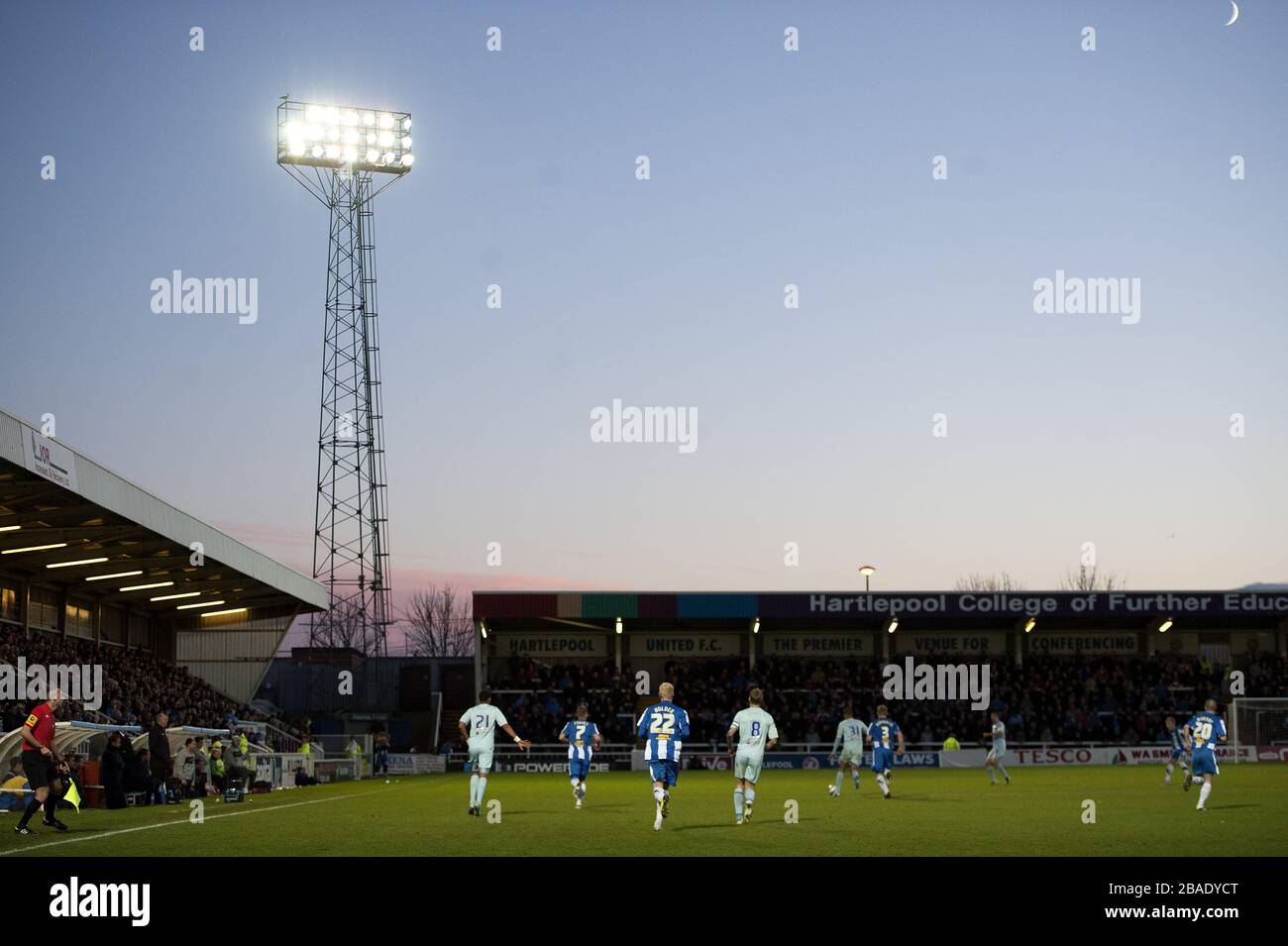 A general view of the action at Victoria Park, home of Hartlepool ...
