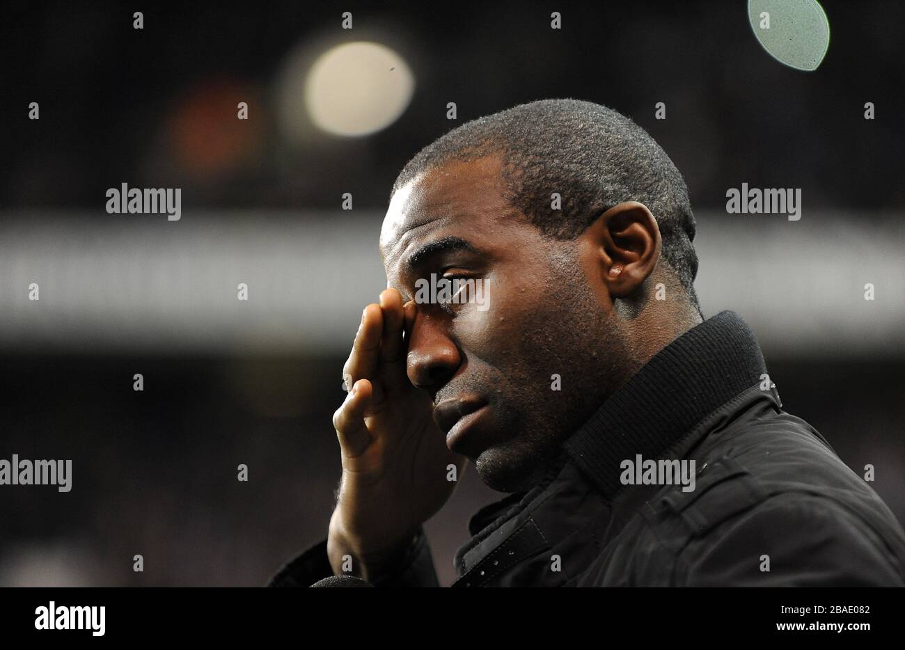 Former footballer Fabrice Muamba shows emotion after a parade around ...