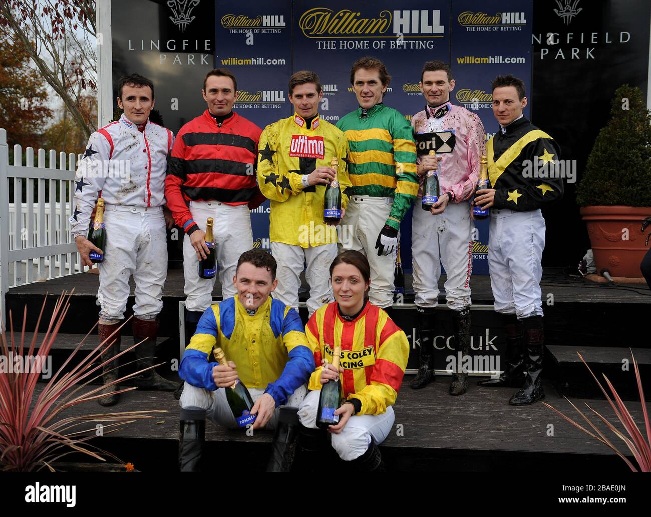 Flat jockeys in the William Hill 'Flat Jockeys' Handicap Hurdle ...