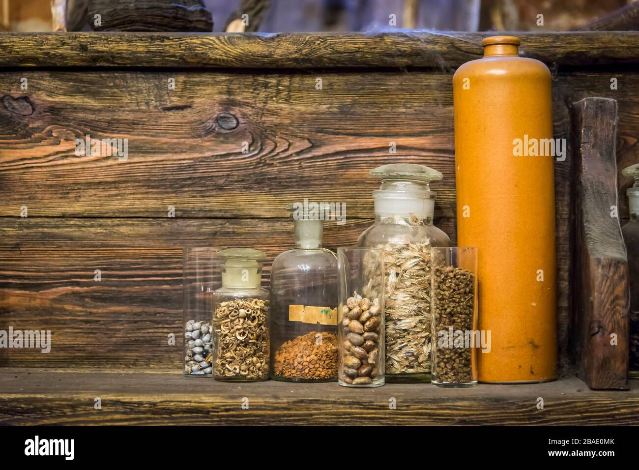 Magic potion ingredients, pharmacy museum in Wroclaw, Poland Stock ...