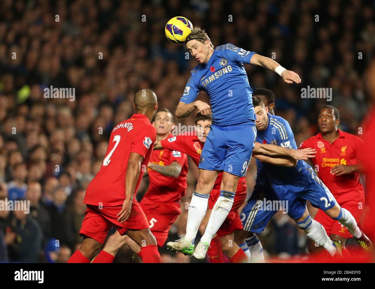 Chelsea's Fernando Torres (right) has an attempt on goal Stock Photo ...