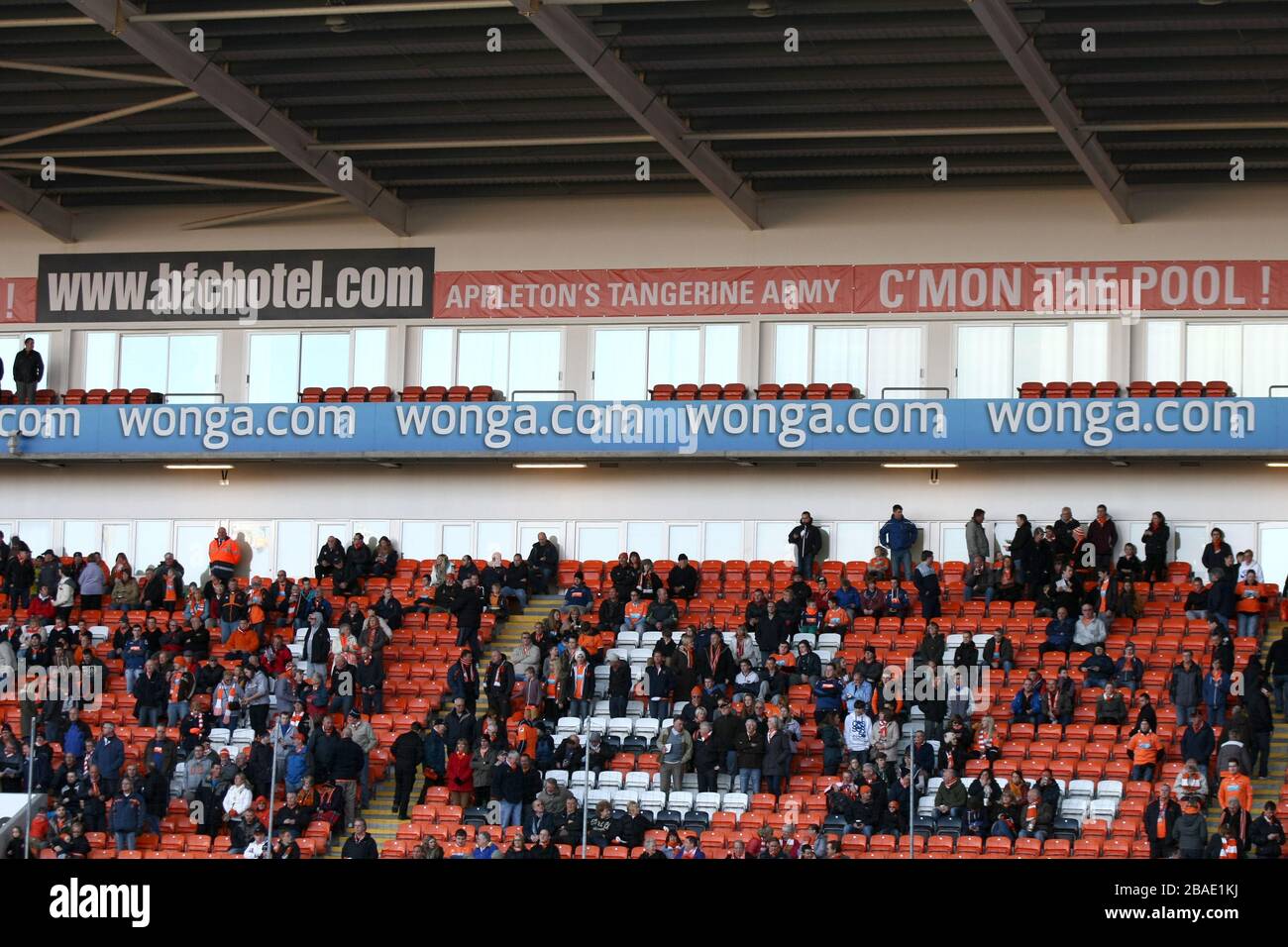 Blackpool fans in the stands Stock Photo - Alamy