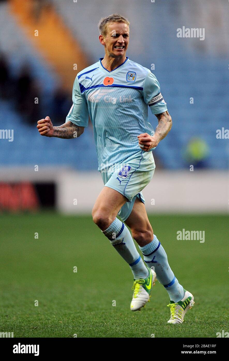 Coventry City's Carl Baker celebrates after scoring the opening goal of ...