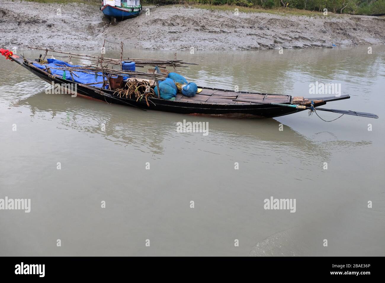 Rowing boat in the swampy areas of the Sundarbans, UNESCO World ...