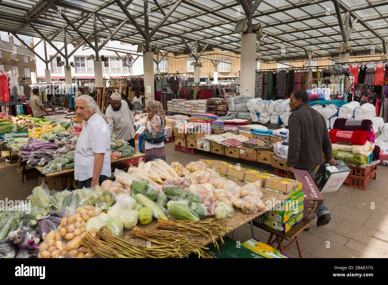 Chrisp Street Market, Polar, Tower Hamlets, London. The market was ...