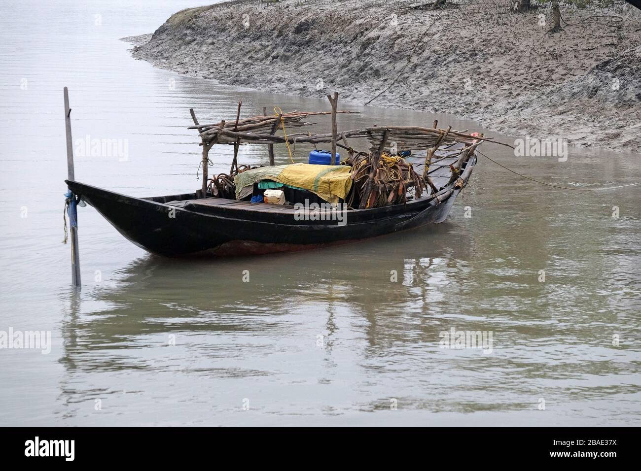 Rowing boat in the swampy areas of the Sundarbans, UNESCO World ...