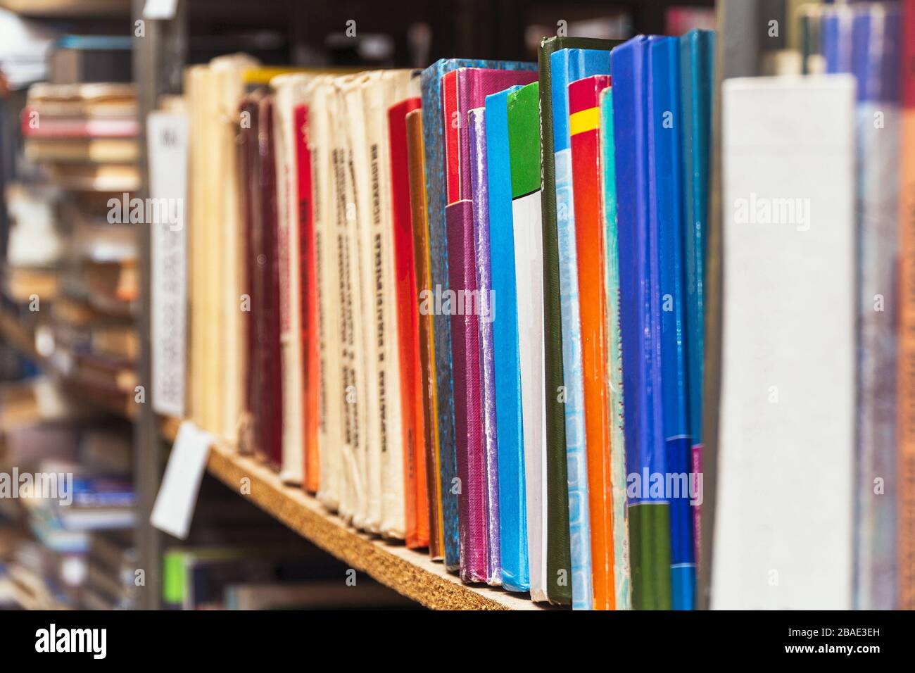 Books on a shelf in the library. Selective focus Stock Photo - Alamy