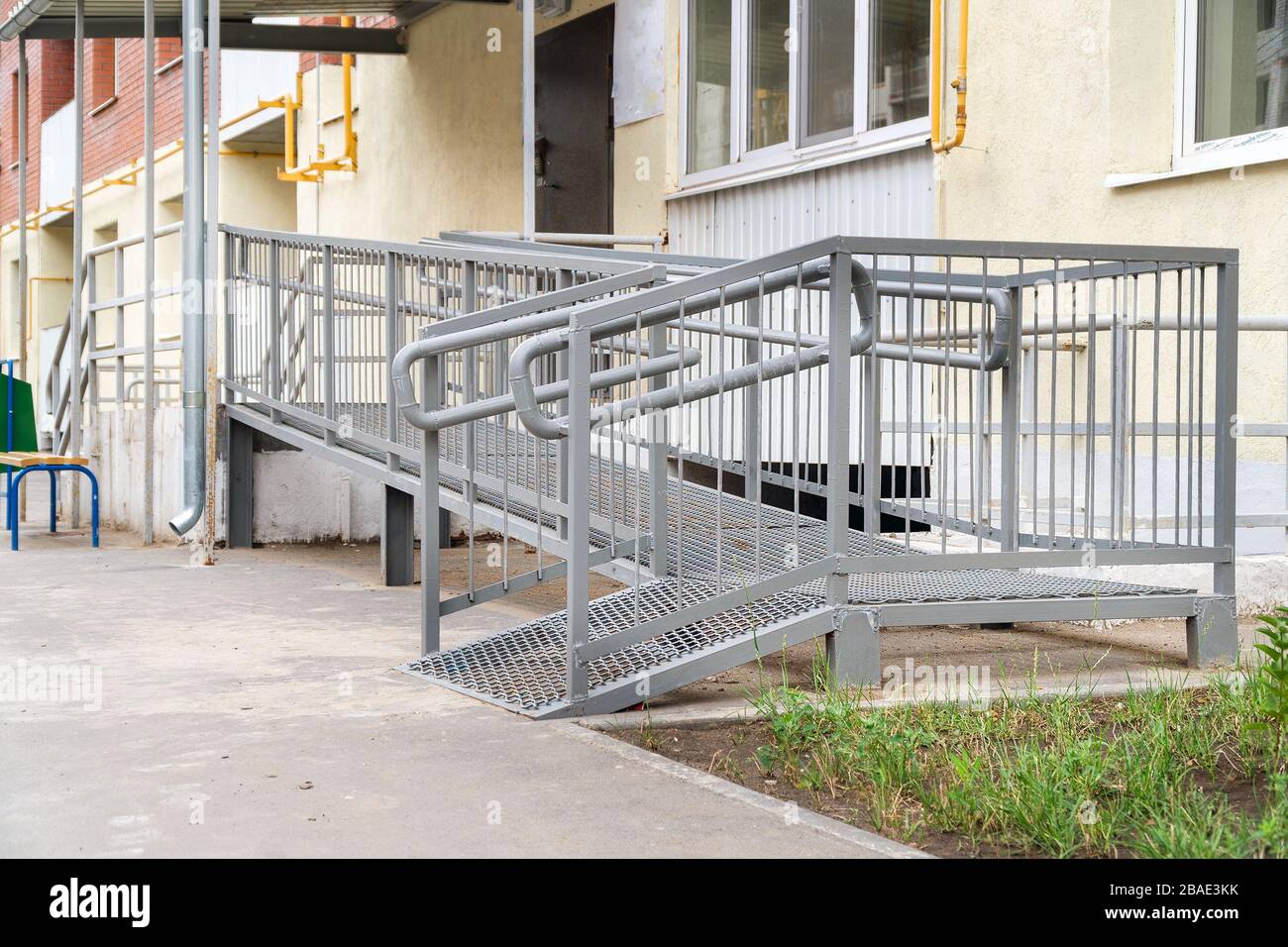 Ramp for the disabled at the entrance to the entrance of a residential ...