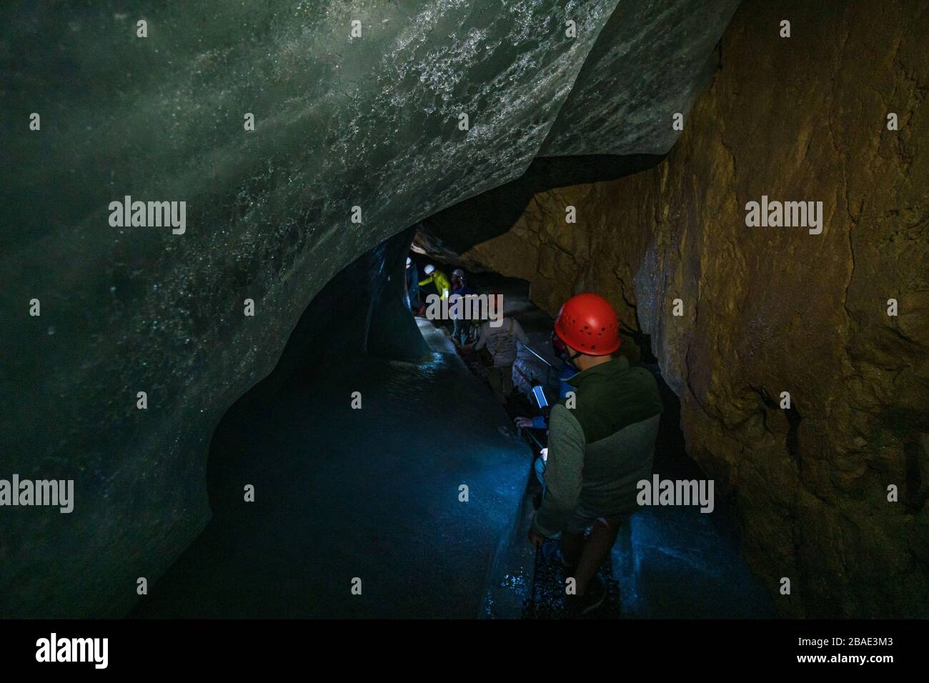 The Schellenberger ice cave in Untersberg near Marktschellenberg is ...